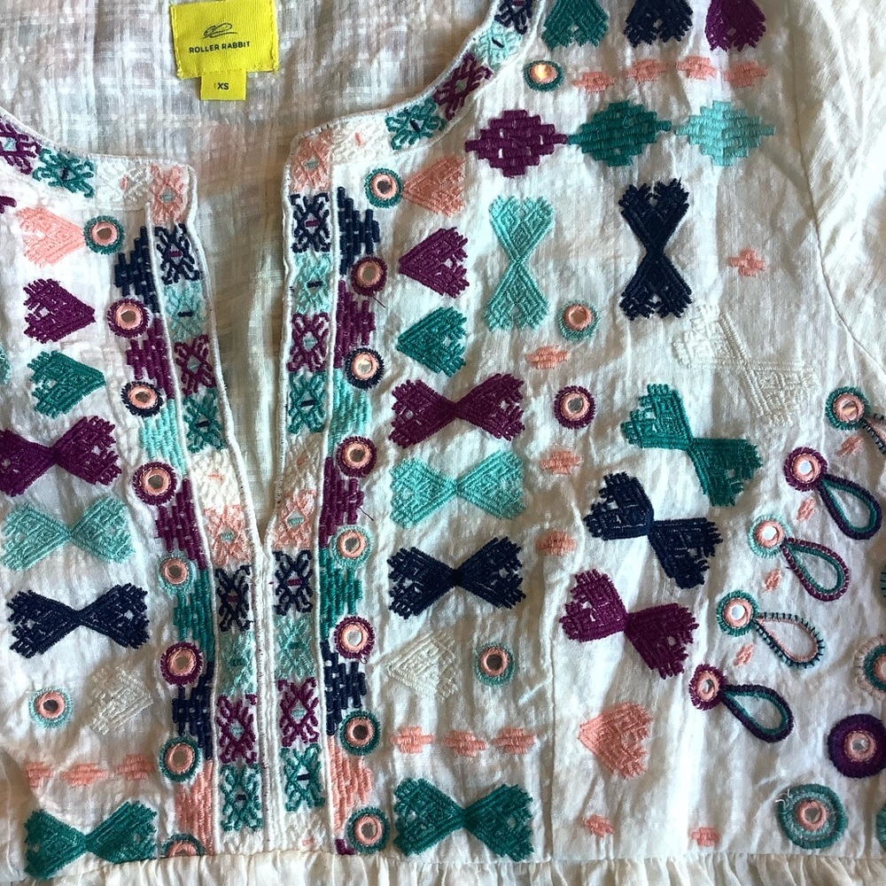 Roberta Roller Rabbit Dress White Embroidered 100% Co… - Gem